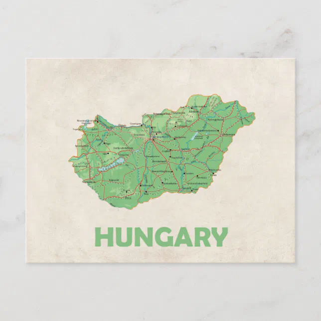 Hungary map postcard | Zazzle