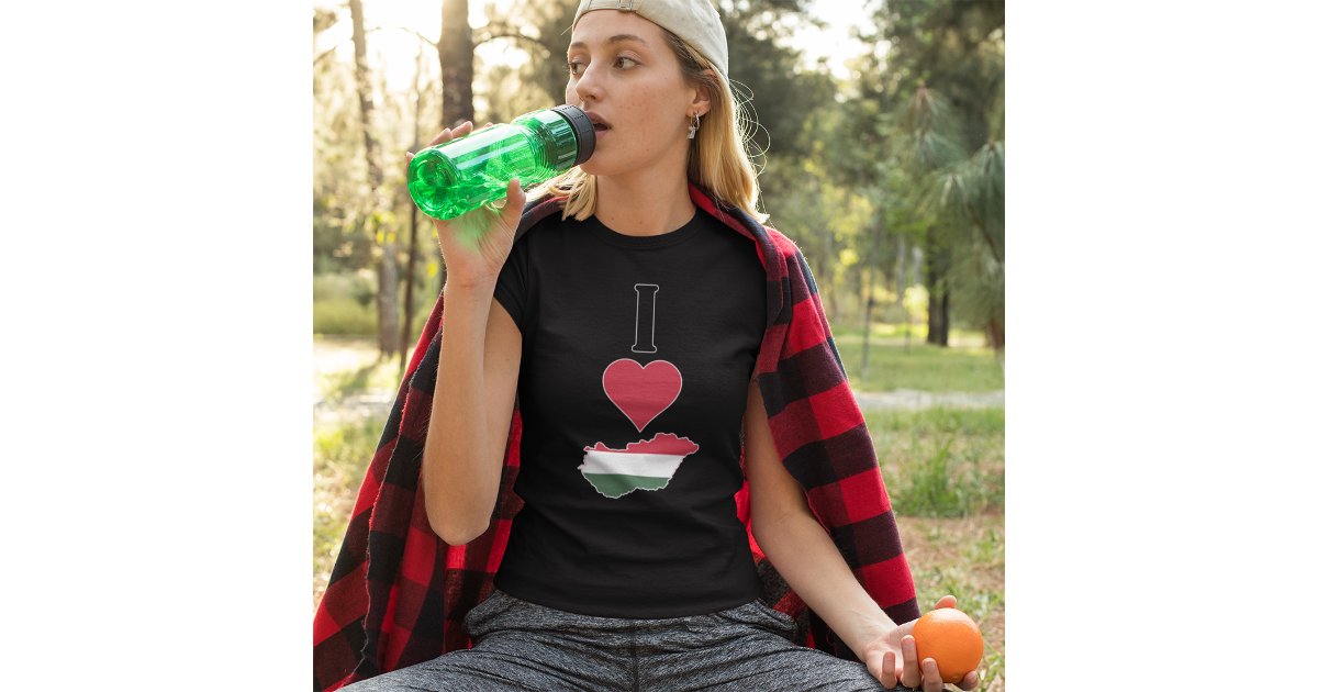 Hungary Vertical I Love Hungarian Flag Map Women's T-Shirt | Zazzle