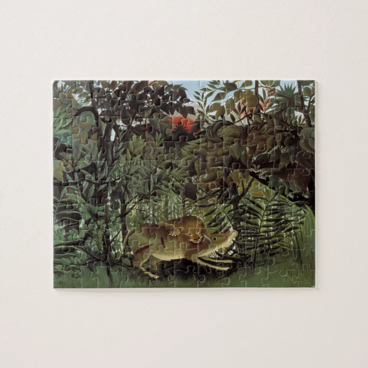 Hungry Lion by Henri Rousseau, Vintage Wild Animal Jigsaw Puzzle | Zazzle