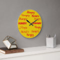 Hungry Word Print Design Funny Large Clock | Zazzle