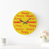 Hungry Word Print Design Funny Large Clock | Zazzle
