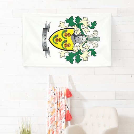 Hunter Family Crest Coat of Arms Banner | Zazzle