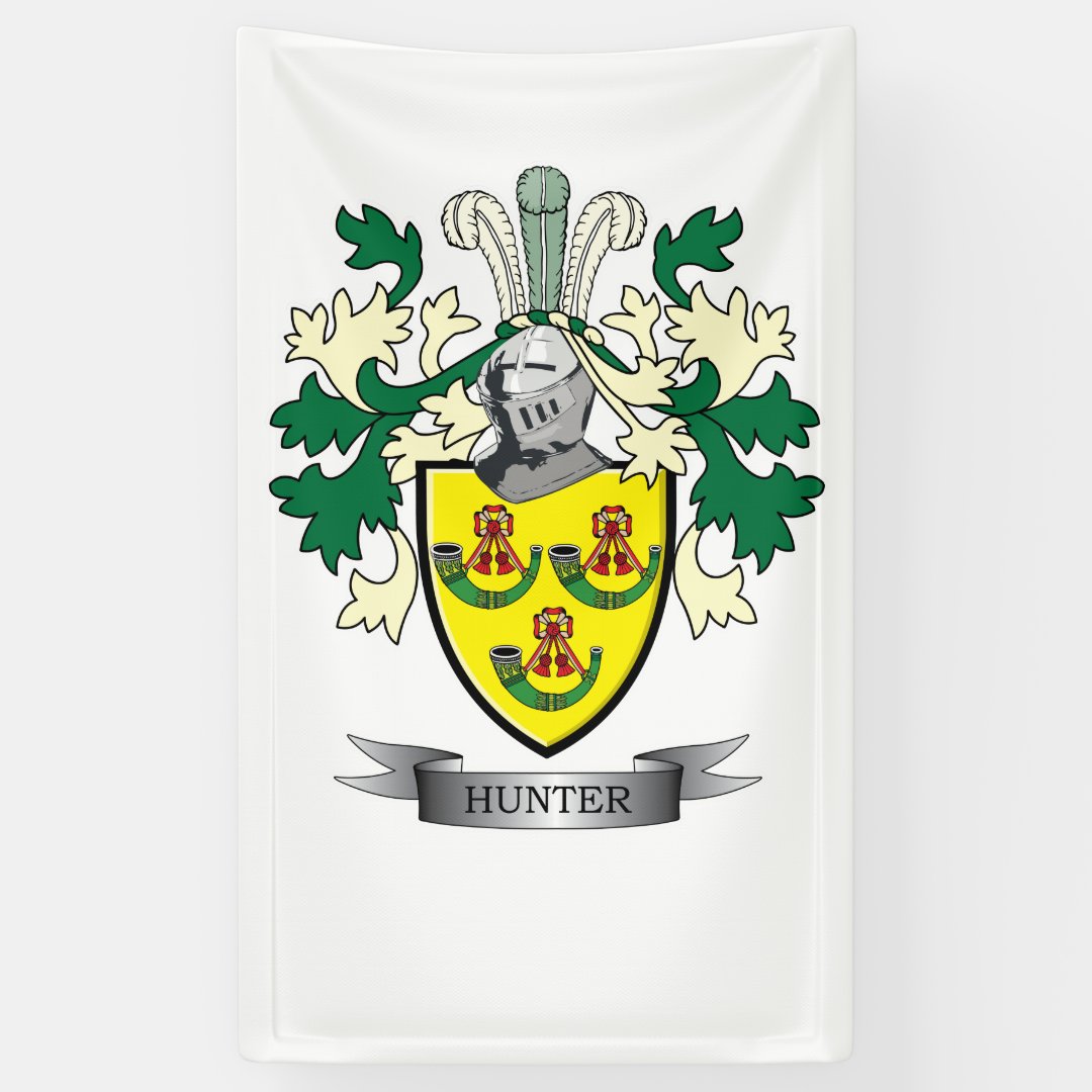 Hunter Family Crest Coat of Arms Banner | Zazzle