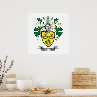 Hunter Family Crest Coat of Arms Poster | Zazzle