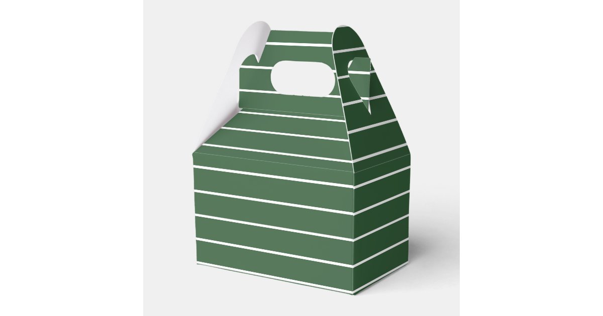 Hunter Green and White Thin Horizontal Striped Favor Boxes | Zazzle