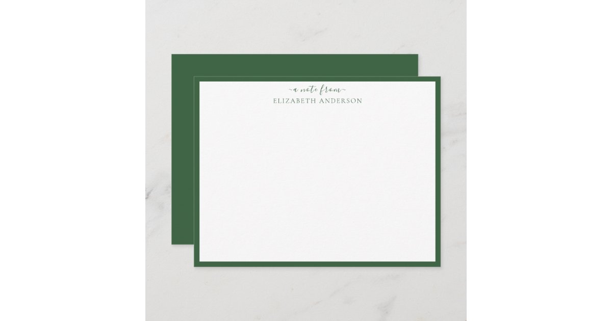 Hunter Green Classic Border Note Card | Zazzle
