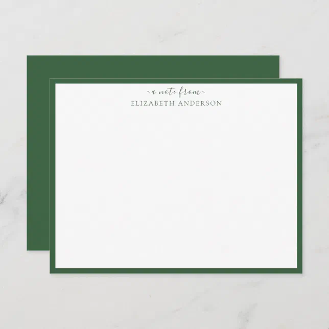 Hunter Green Classic Border Note Card | Zazzle