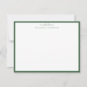 Hunter Green Classic Border Note Card | Zazzle