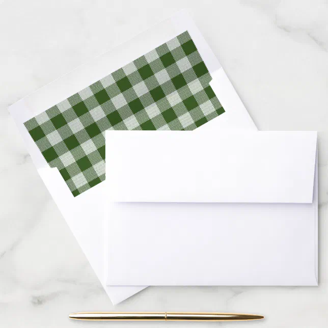 Hunter Green Gingham Plaid Envelope Liner | Zazzle