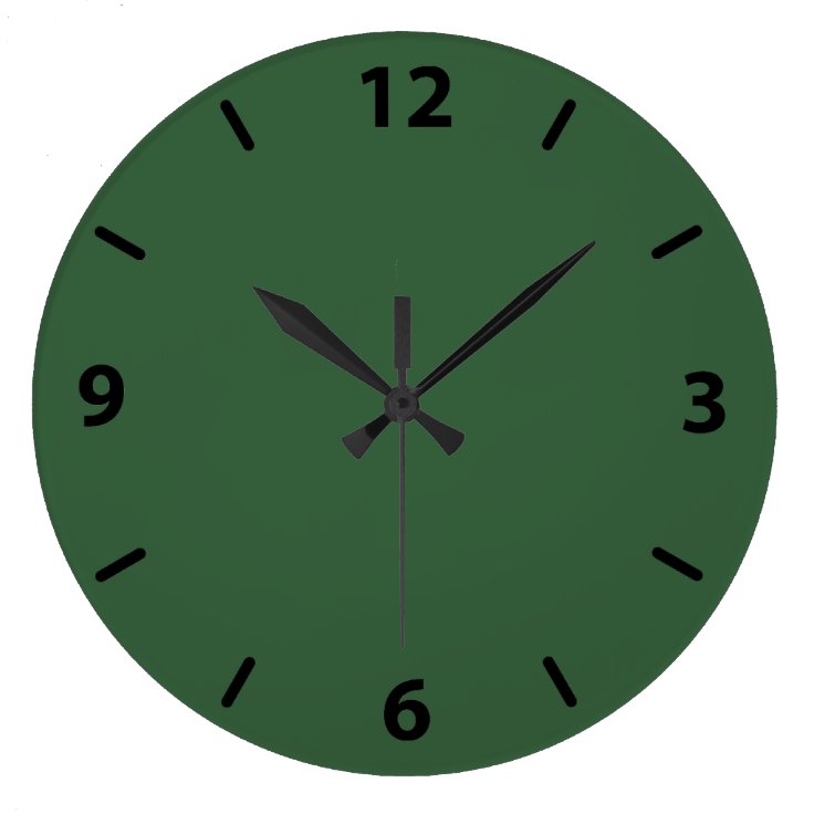 Hunter Green Wall Clock with Black Numbers | Zazzle