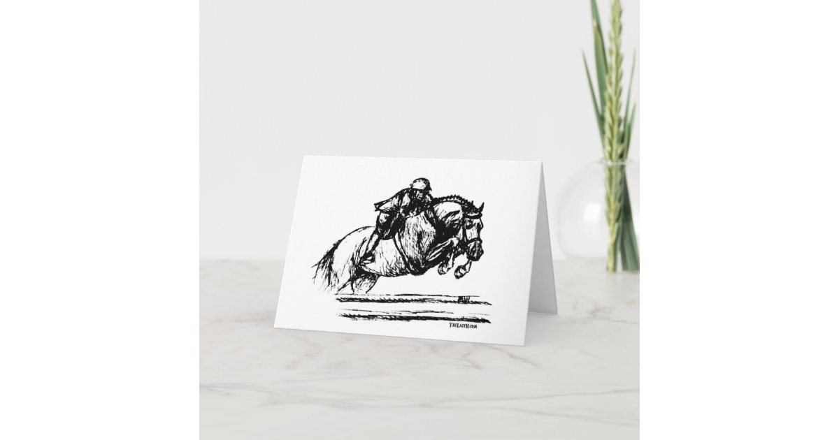 Hunter Over Fences Sketch Card | Zazzle