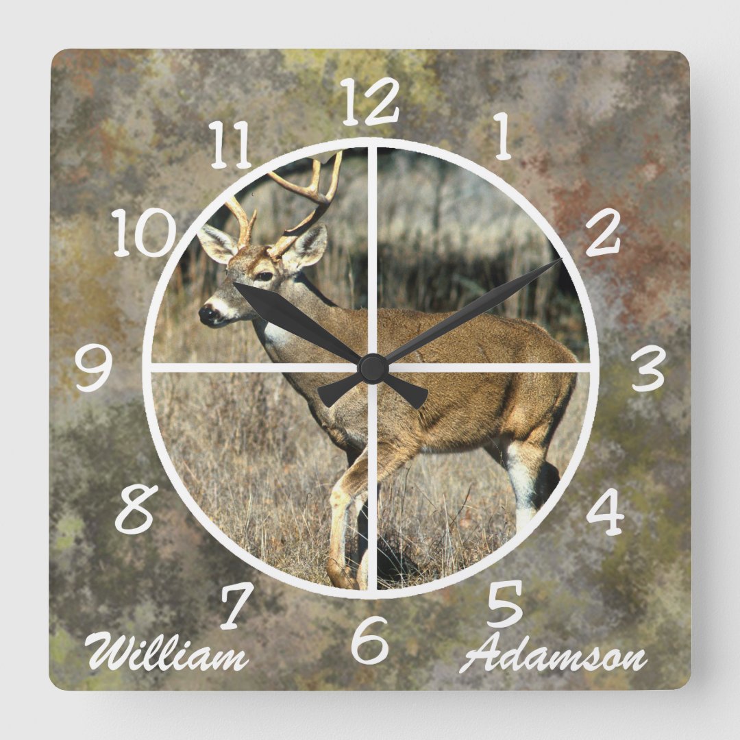 Hunters Clock Deer in Crosshairs personalize | Zazzle