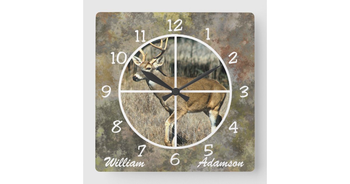 Hunters Clock Deer in Crosshairs personalize | Zazzle