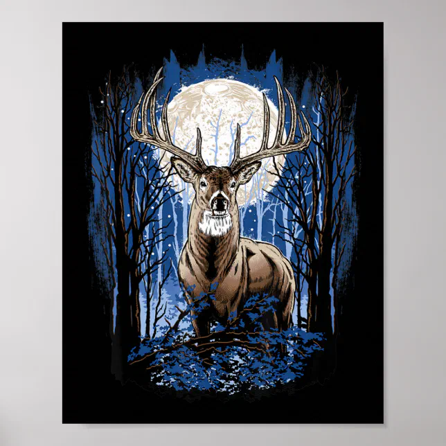 Hunters Deer Hunting Big Whitetail Buck Poster | Zazzle