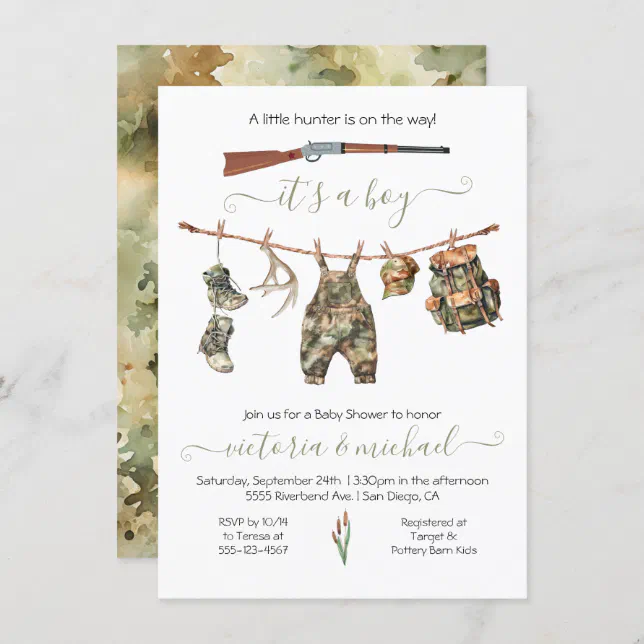 Hunting Camo Boy Baby Shower Invitation | Zazzle