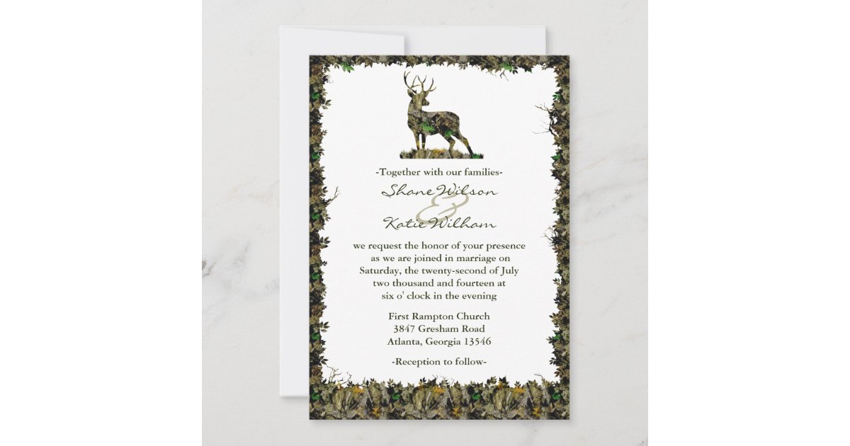 Hunting Camouflage wedding invitation | Zazzle