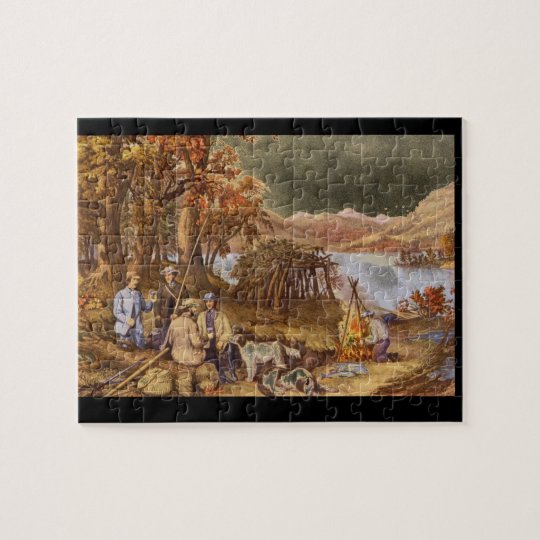 Hunting, Fishing and Forest_Engravings Jigsaw Puzzle | Zazzle.com