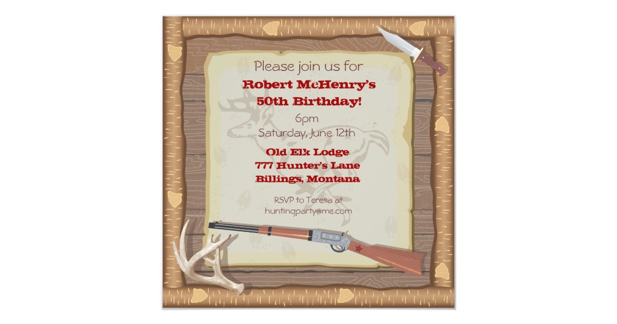 Hunting Invitation with wood frame | Zazzle.com