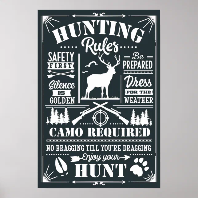 Hunting Rules List Custom Background Poster | Zazzle