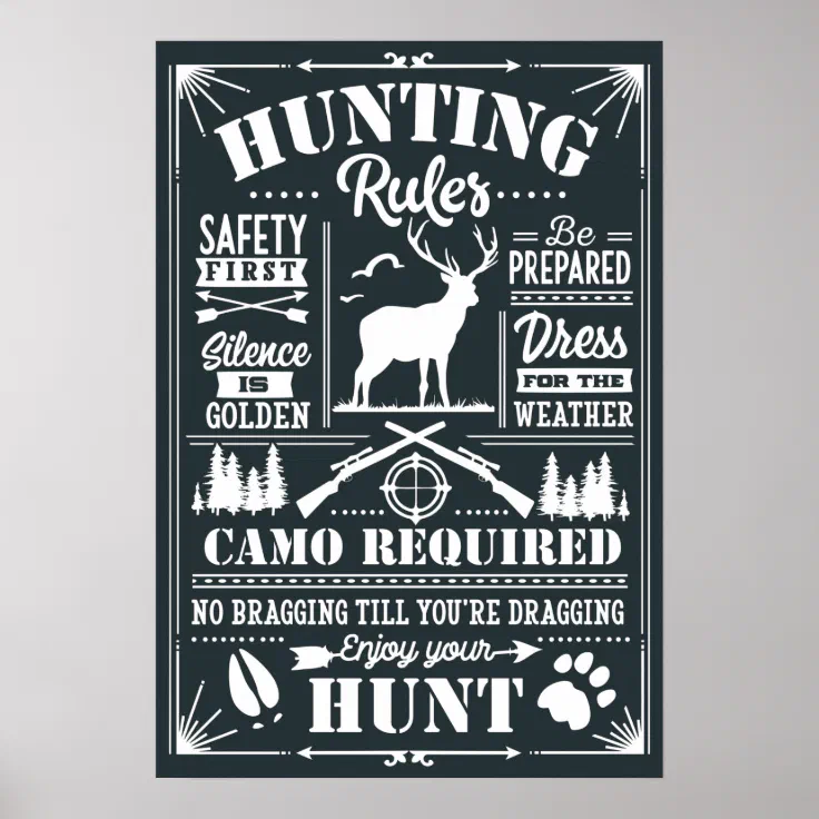Hunting Rules List Custom Background Poster | Zazzle
