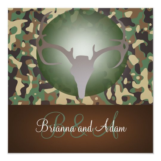 Hunting Theme Antlers and Camo Wedding Invitation | Zazzle.com