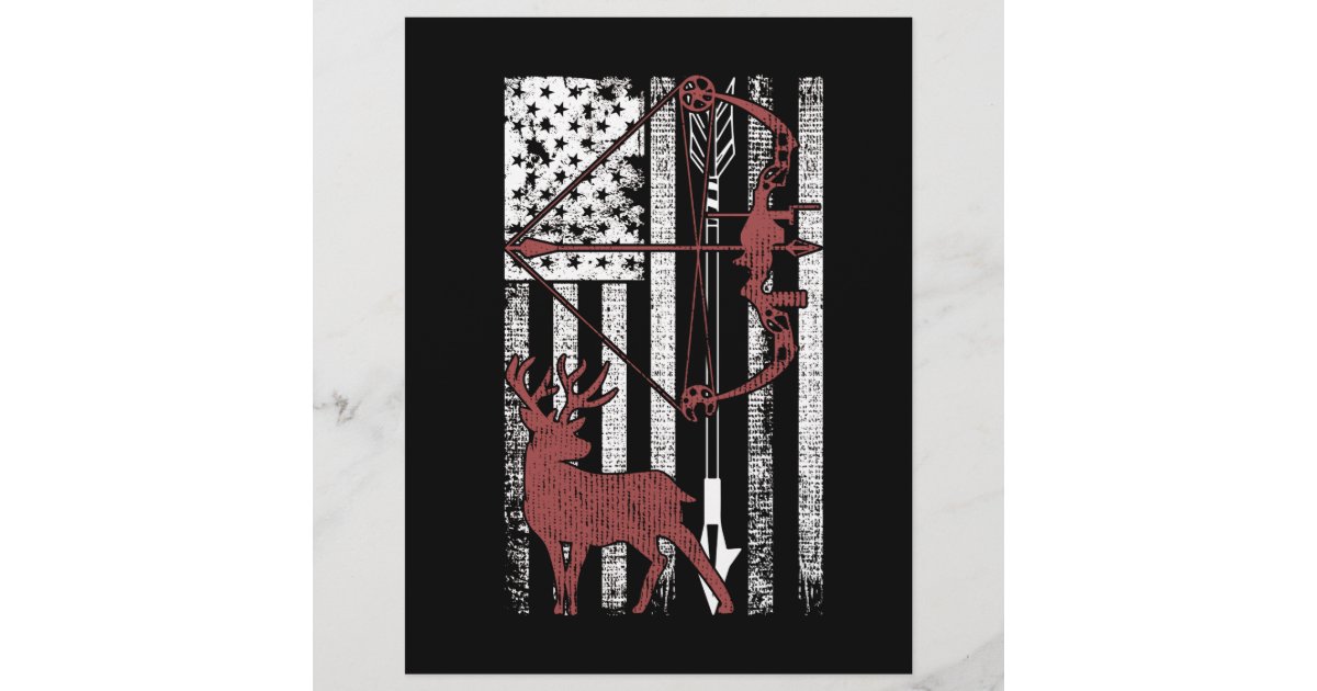 Hunting with American Flag Bow Hunting Letterhead | Zazzle