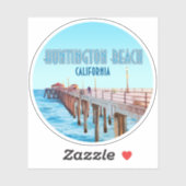 Huntington Beach Pier California Vintage Sticker | Zazzle