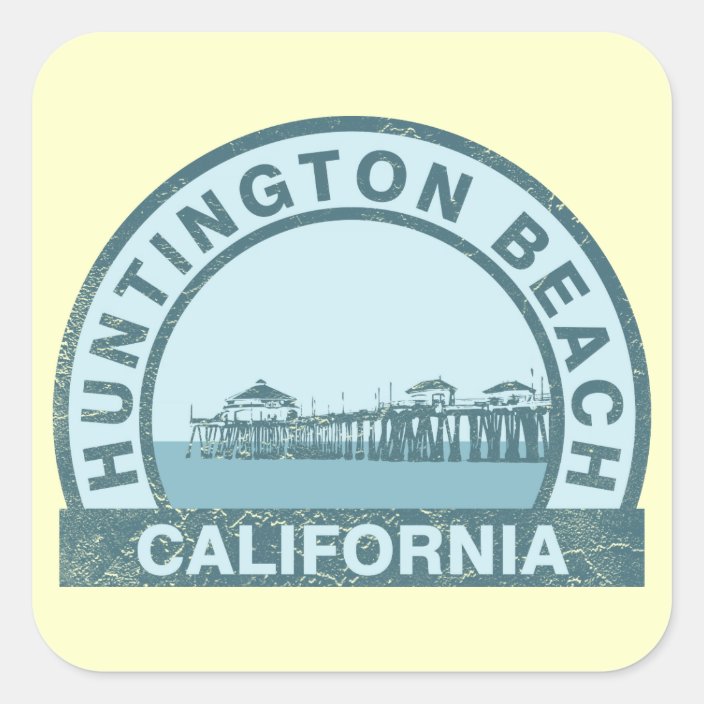 Huntington Beach Pier Square Sticker | Zazzle.com
