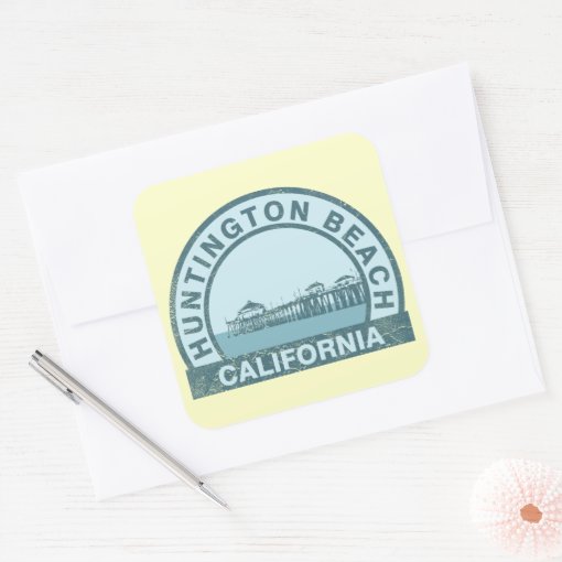 Huntington Beach Pier Square Sticker | Zazzle