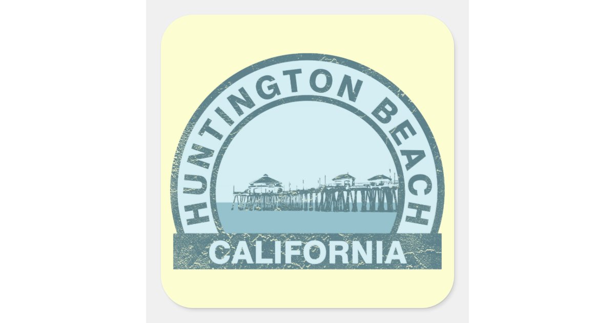 Huntington Beach Pier Square Sticker | Zazzle