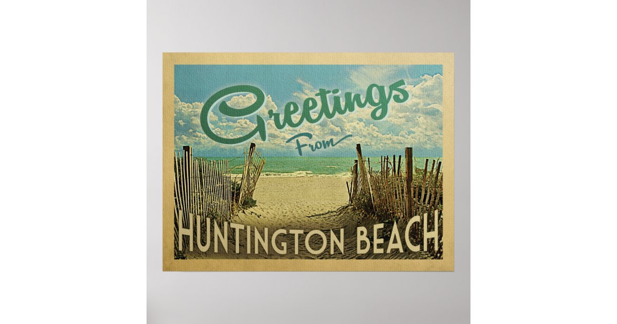 Huntington Beach Vintage Travel Poster | Zazzle