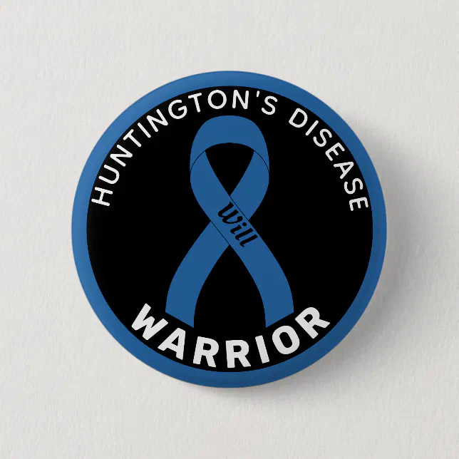 Huntington's Disease Warrior Ribbon White Button | Zazzle