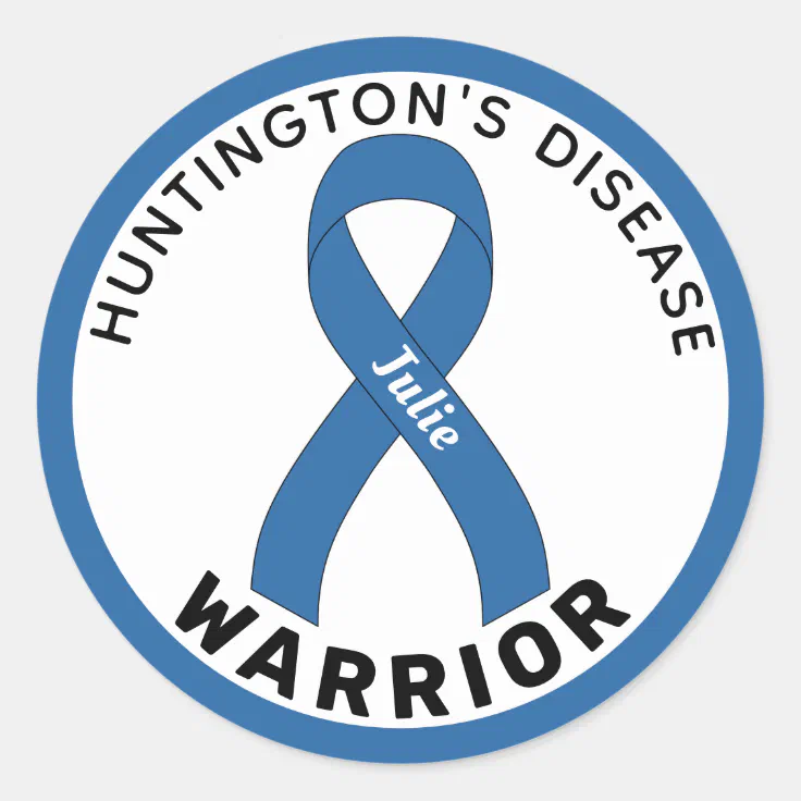 Huntington's Disease Warrior Ribbon White Classic Round Sticker | Zazzle