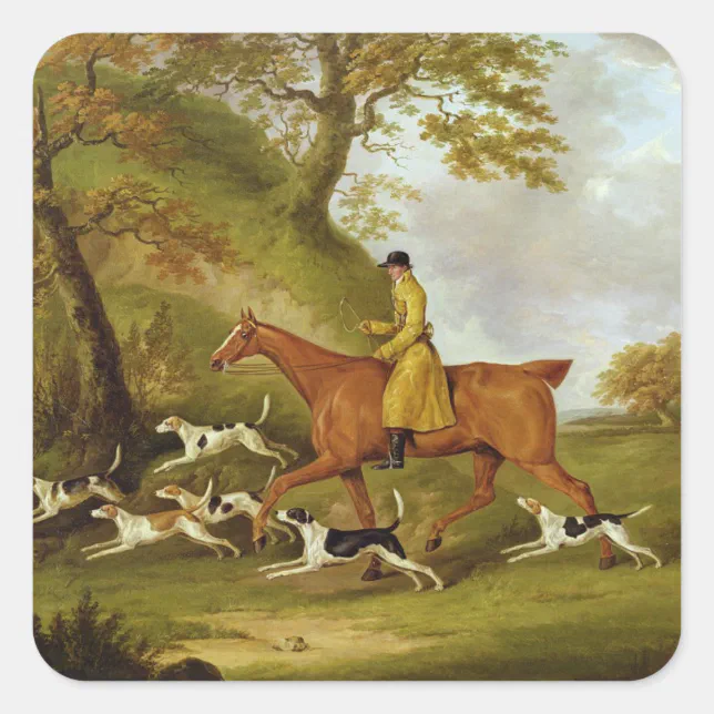 Huntsman and Hounds, 1809 (oil on canvas) Square Sticker | Zazzle