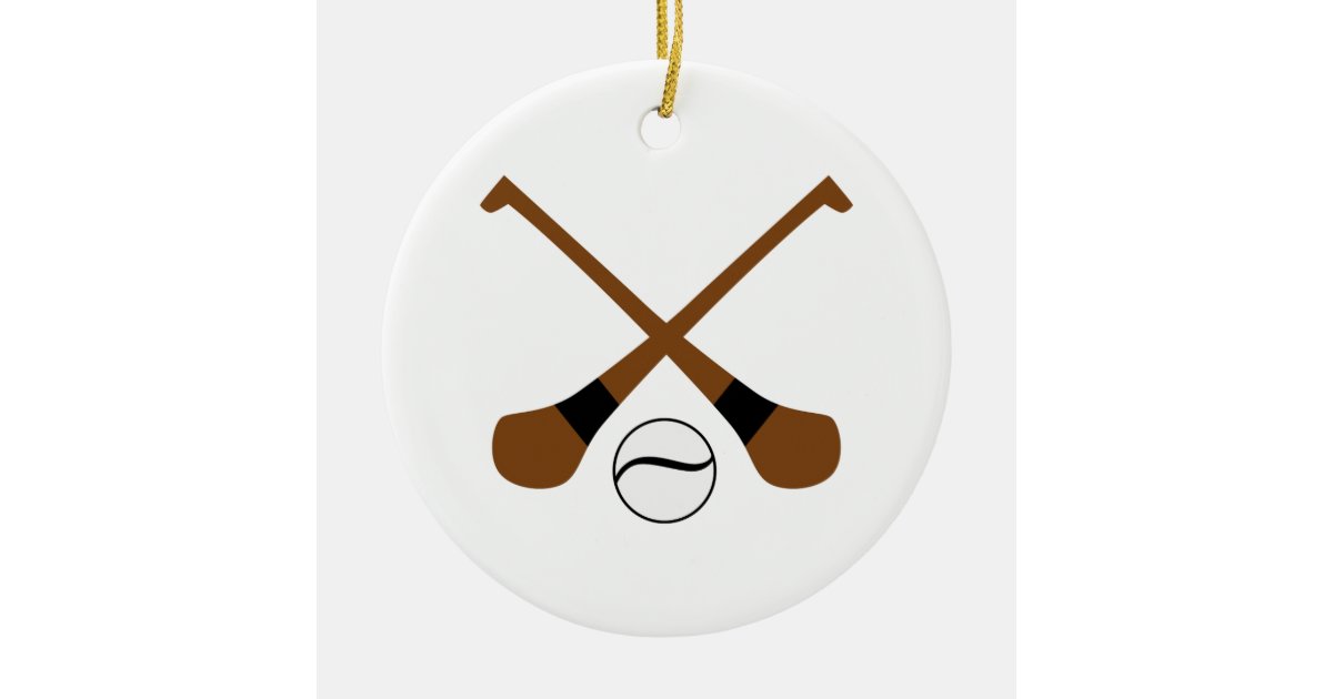 Hurling bats and ball ceramic ornament | Zazzle