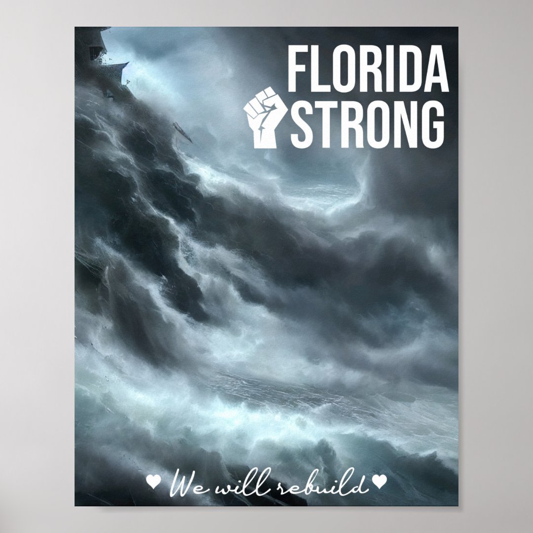 Hurricane Ian Florida Strong We Will Rebuild Squar Poster | Zazzle