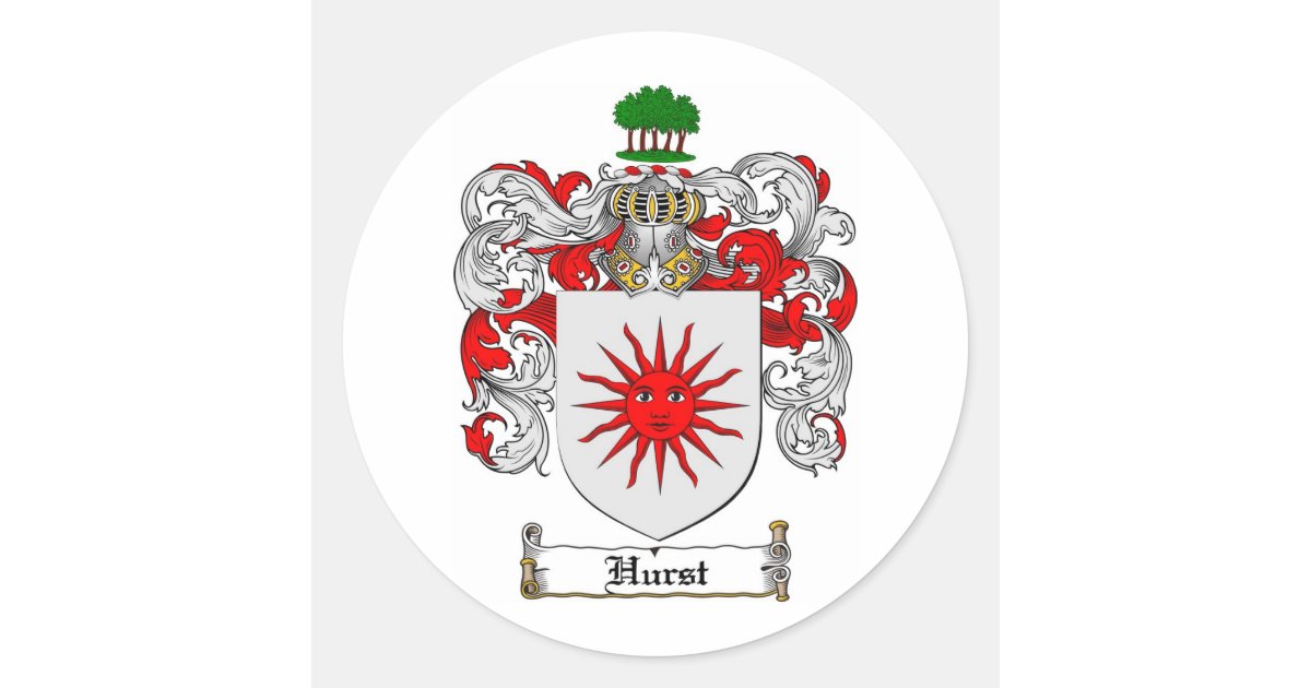 HURST FAMILY CREST - HURST COAT OF ARMS CLASSIC ROUND STICKER | Zazzle