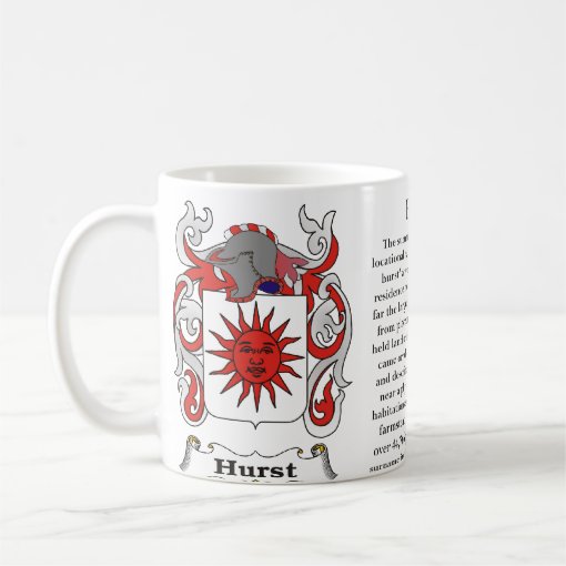 Hurst, the origin, meaning and the crest coffee mug | Zazzle