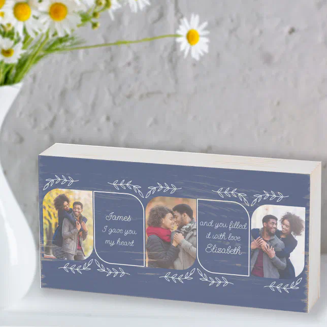 Husband 3 Vertical Photo Loving Words Personalized Wooden Box Sign | Zazzle