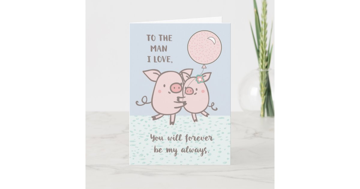 Husband Happy Anniversary Cute Pigs Card | Zazzle