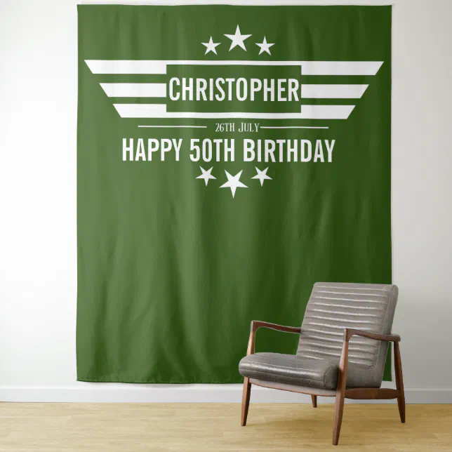 Husband man male birthday Booth banner Tapestry | Zazzle