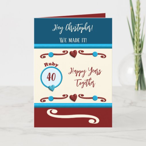 Husband Ruby 40th anniversary blue Card | Zazzle Husband Ruby 40th anniversary blue Card | Zazzle