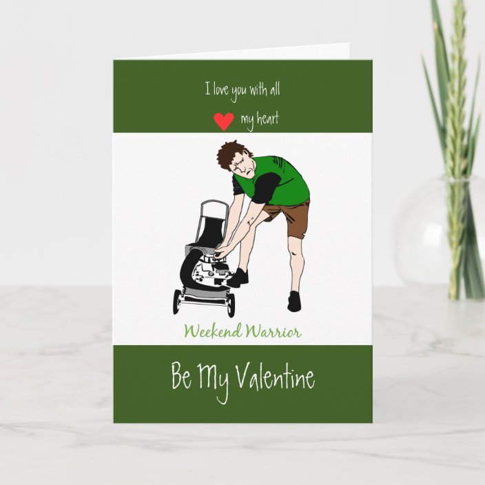Husband Valentine Love Heart Lawnmower Man Holiday Card | Zazzle.com