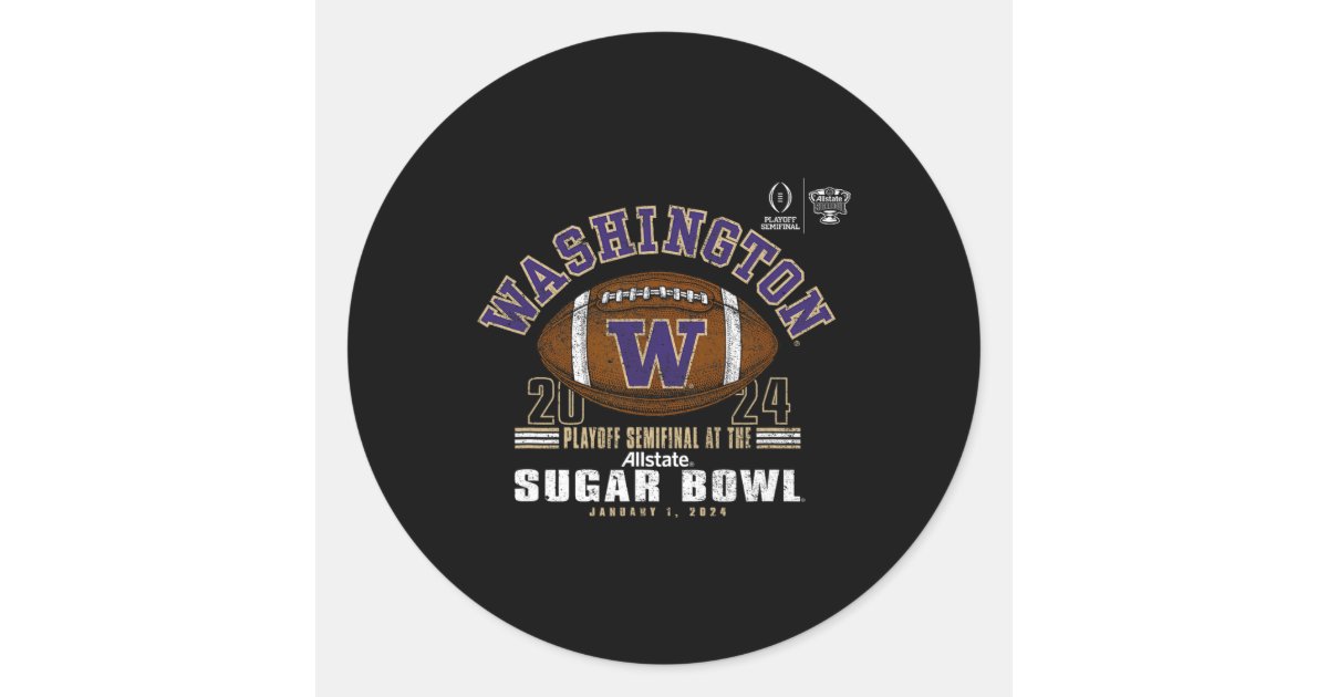 Huskies Sugar Bowl 2024 Cfp Football Vintage Logo Classic Round Sticker ...