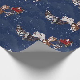 Husky Christmas Wrapping Paper Santa's Sleigh | Zazzle