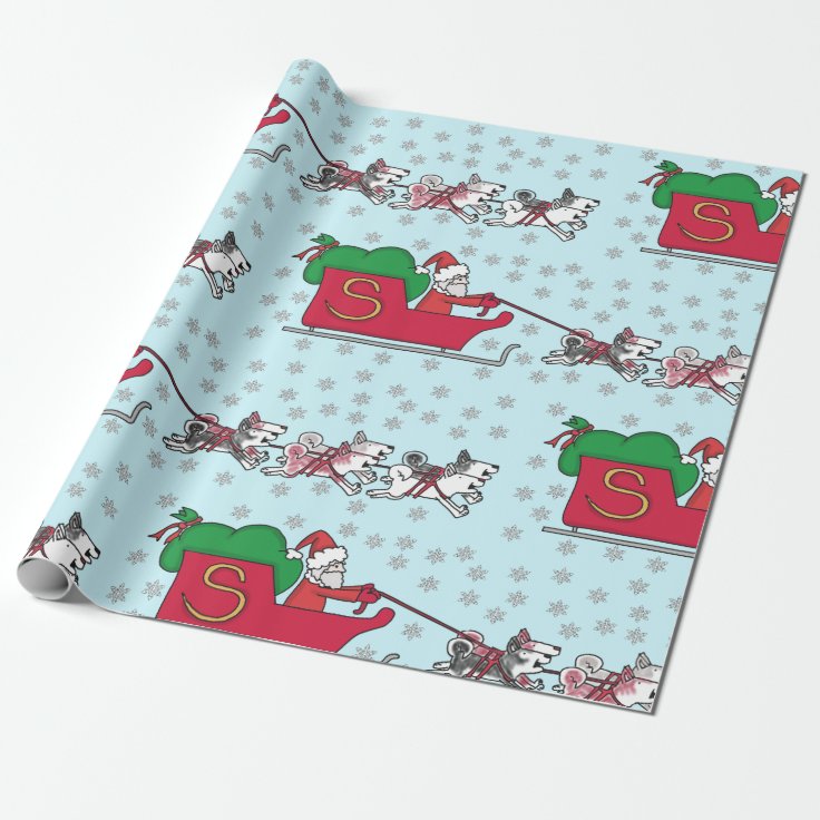 Husky Claus Wrapping Paper | Zazzle