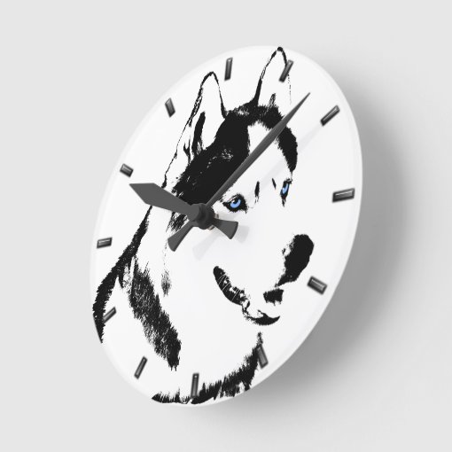 Husky Clock Gifts Decor Sled Dog Wall Clock | Zazzle