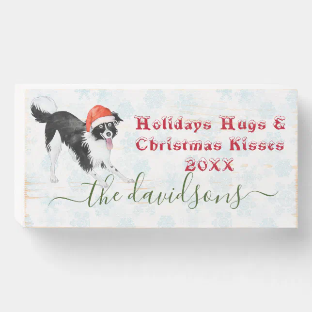 Husky Dog Santa Hut Christmas Party Wooden Box Sign | Zazzle