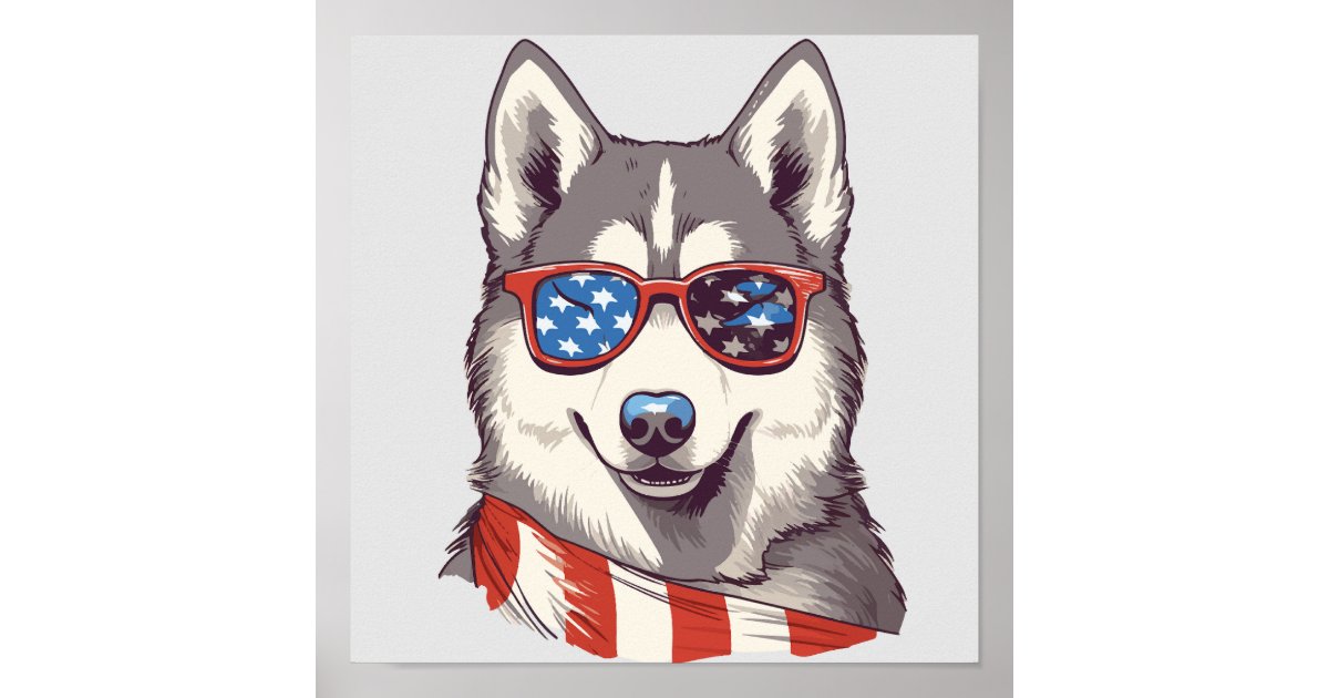 Husky, Patriotic Siberian Husky Poster | Zazzle