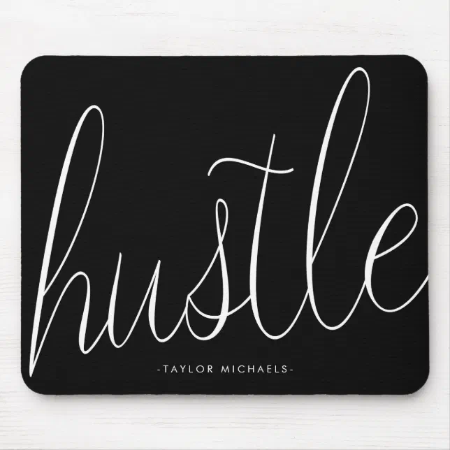 Hustle Black and White with Name Mousepad | Zazzle